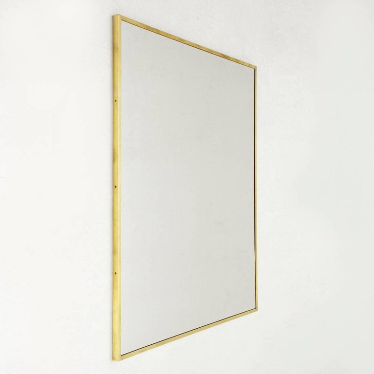 Rectangular Brass Frame Mirror by Uso Interno For Sale at 1stDibs