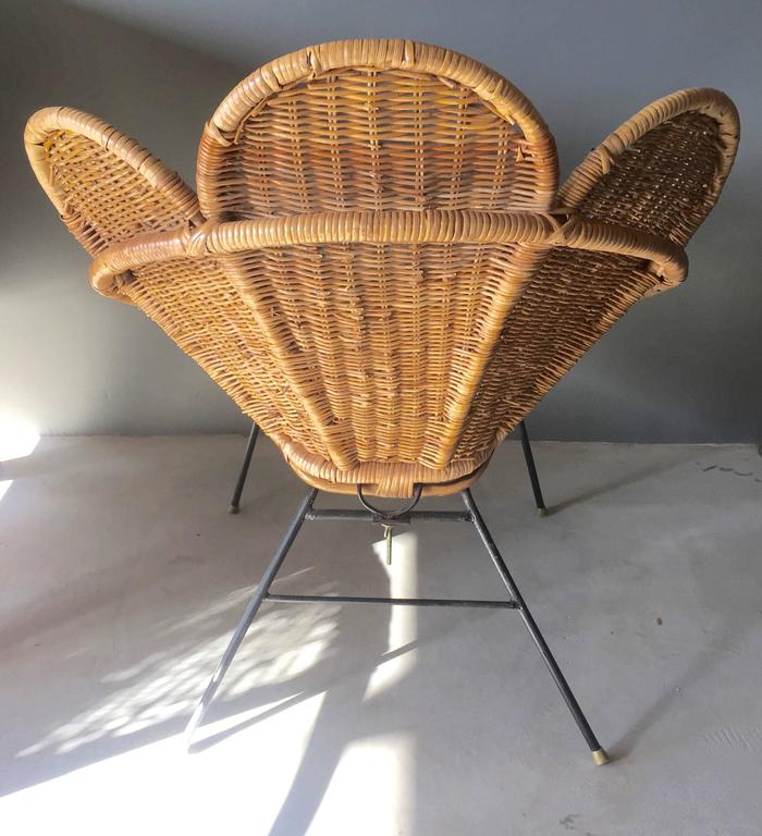 Rattan and Iron Flower Chair at 1stDibs | rattan flower chair, wicker ...