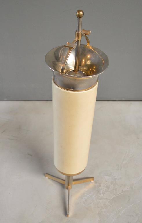 Aldo Tura Goatskin and Brass Mechanical Ashtray at 1stDibs