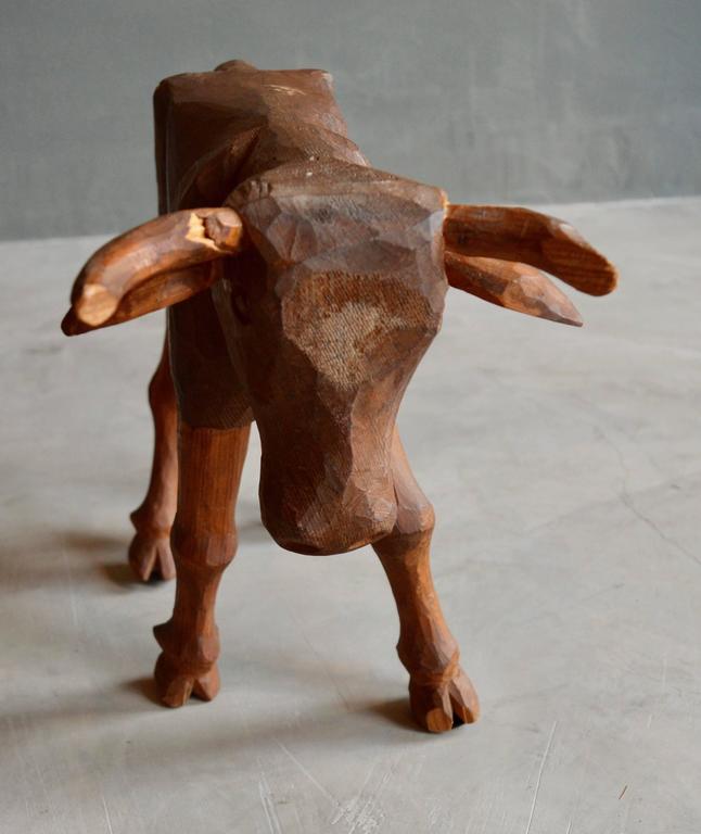 Folk Art Primitive Hand-Carved Bull For Sale at 1stDibs