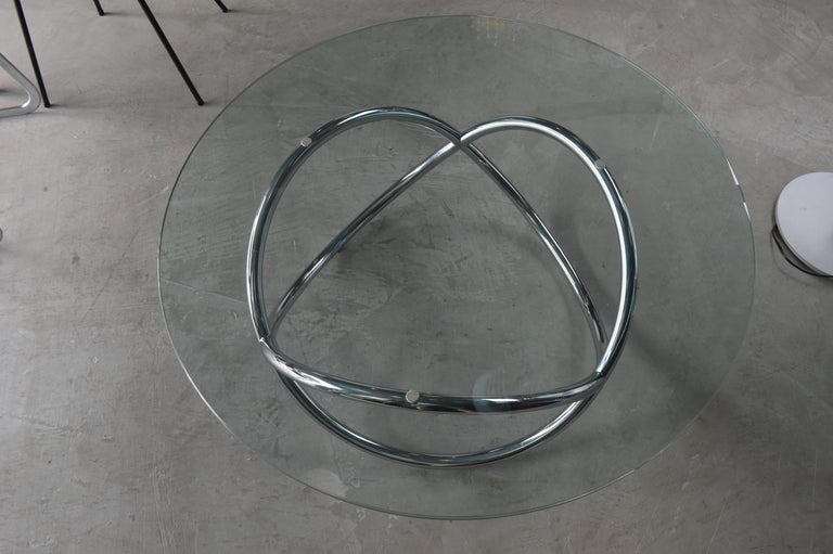 French Sculptural Chrome Ring Coffee Table For Sale at 1stDibs