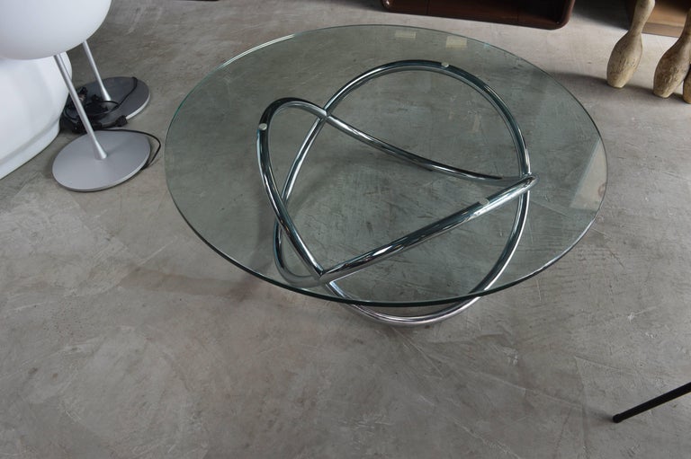 French Sculptural Chrome Ring Coffee Table For Sale at 1stDibs