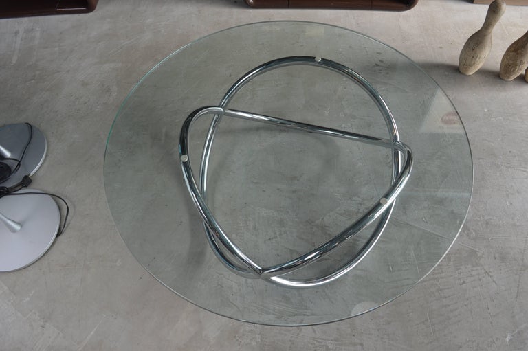 French Sculptural Chrome Ring Coffee Table For Sale at 1stDibs