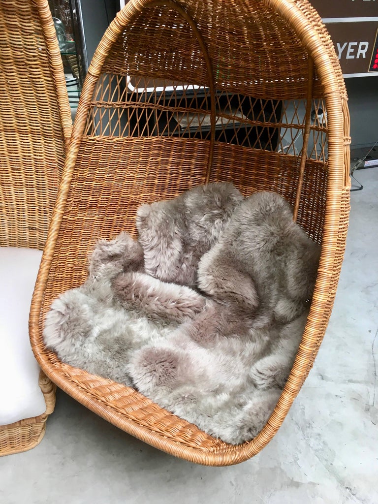 Rattan and Wicker Hanging Chair at 1stDibs