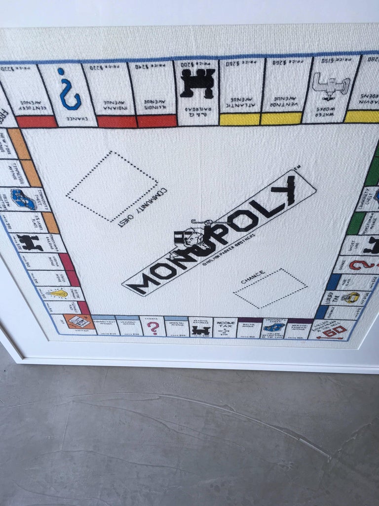 Handmade Needlepoint Monopoly Game-Board at 1stDibs | handmade monopoly ...