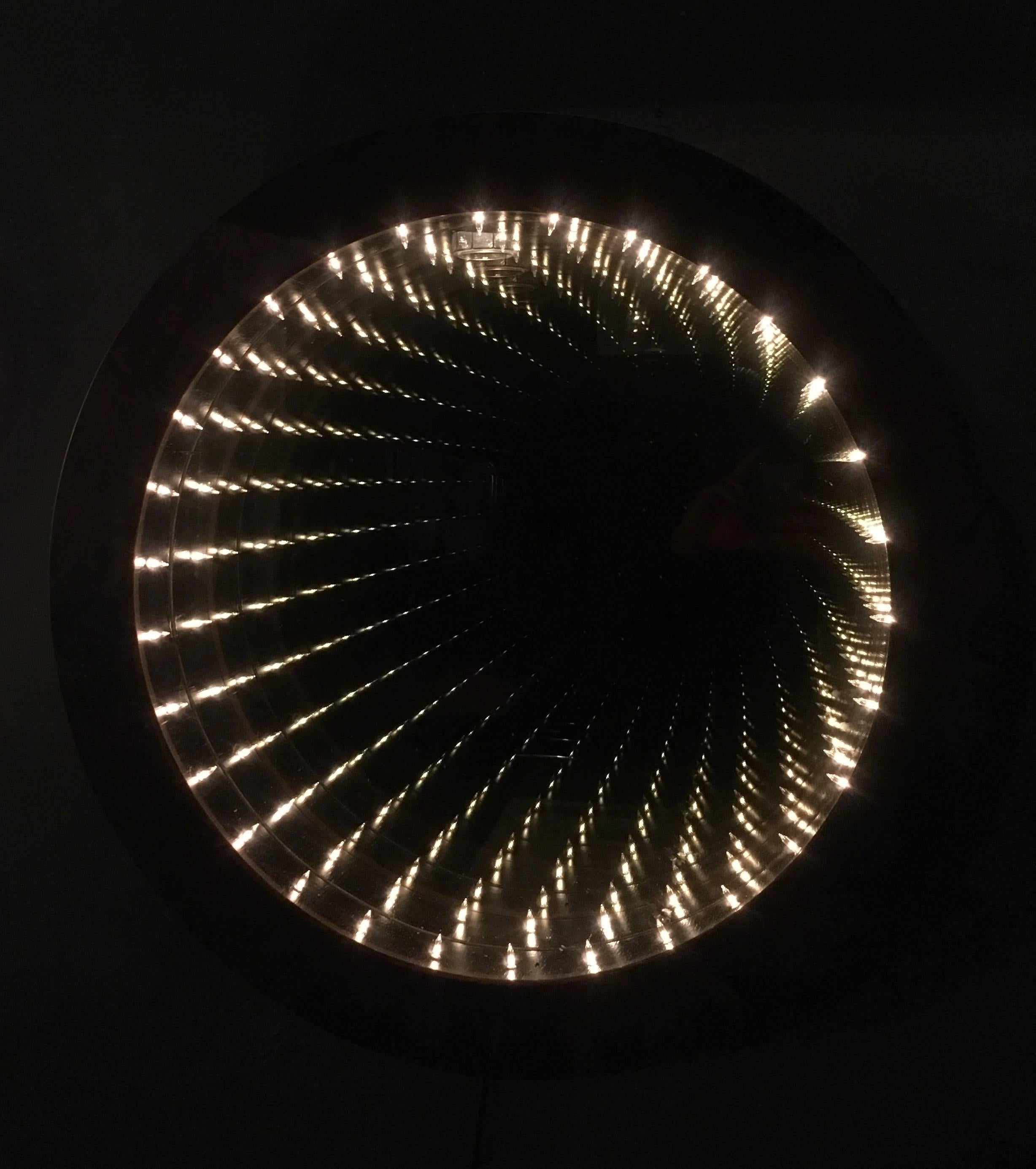 Burl Wood Circular Infinity Mirror by Merit at 1stDibs | round infinity ...