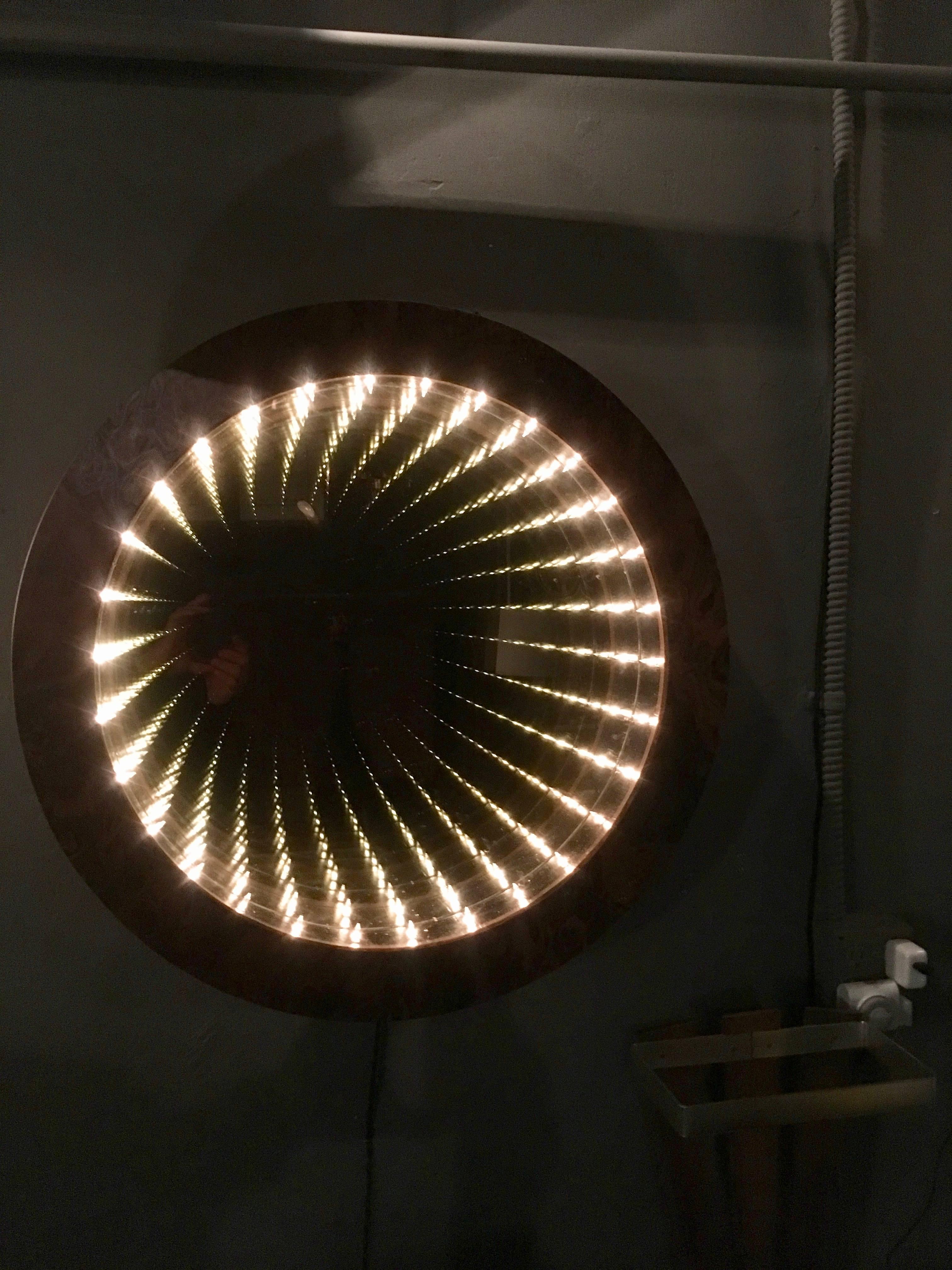 Burl Wood Circular Infinity Mirror by Merit at 1stDibs | round infinity ...
