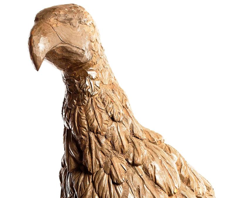 Antique Wood Carved Eagle Sculpture For Sale at 1stDibs