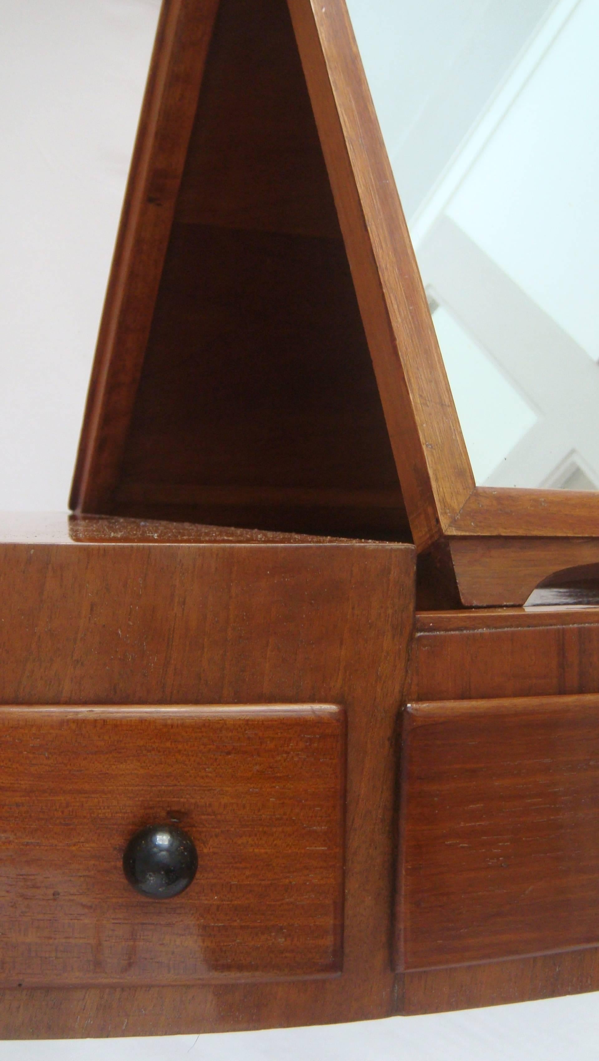 Small Italian 1940s Oval Dressing Table with Integrated Mirror at 1stDibs