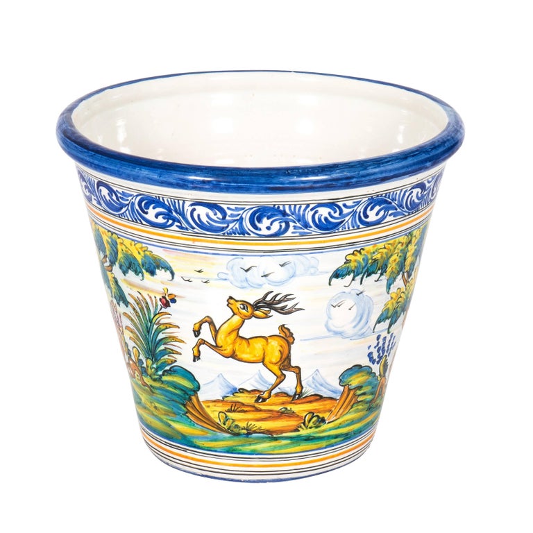 Talavera de la Reina Ceramic Flower Pot or Planter from Spain at 1stDibs