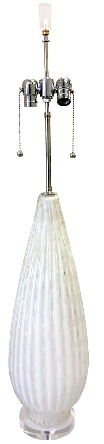 Pair of Mid-Century Monumental Tall Murano White Lamps For Sale at 1stdibs