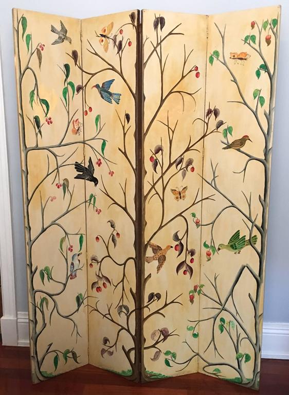 1950s Painted Haitian Folding Screen by Adam Leontus at 1stDibs