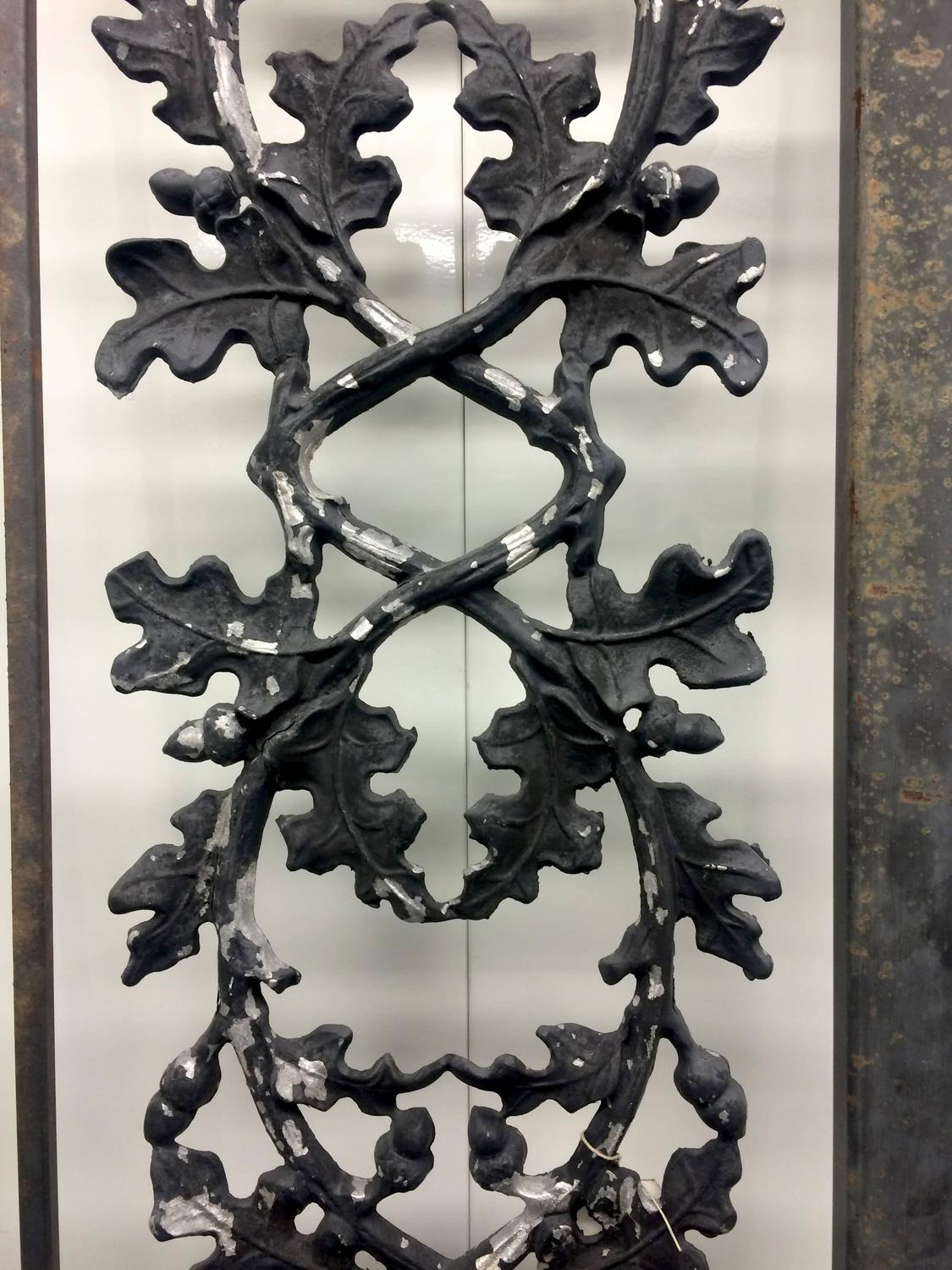 Black Wrought Iron Acorn and Oak Leaf Motif Door For Sale at 1stdibs