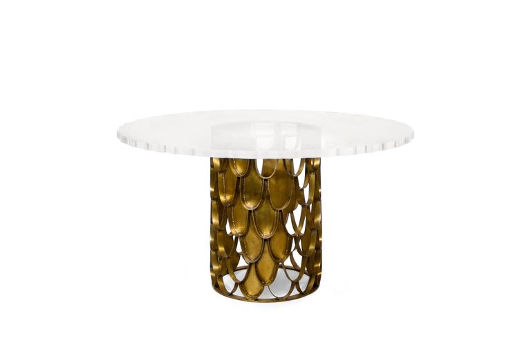 Large European Koi Brass and Acrylic Rectangular Dining Table by Brabbu ...