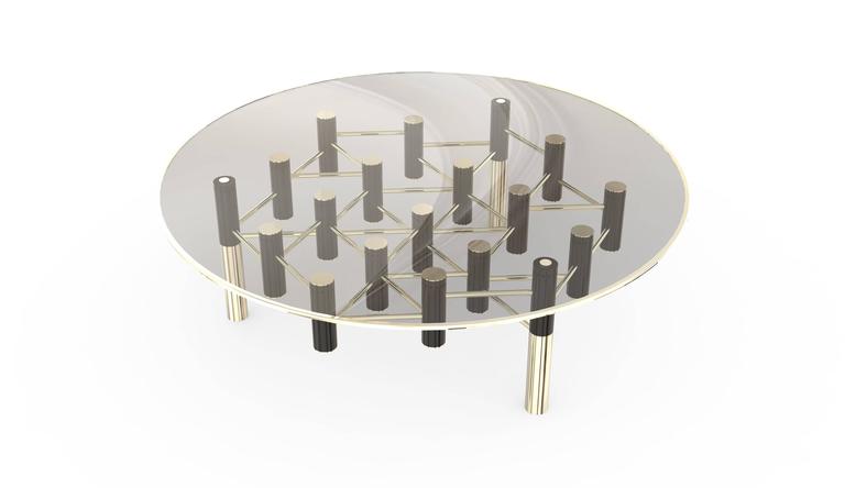 European Mid-Century Modern style Round Copper and Glass Coffee ...
