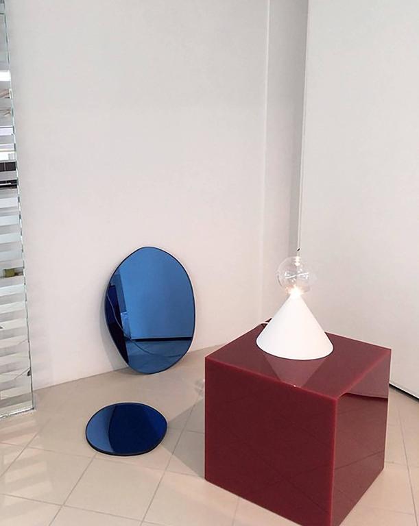 Contemporary Seeing Glass Off Round Wall Mirror, 450, Blue, by Sabine ...