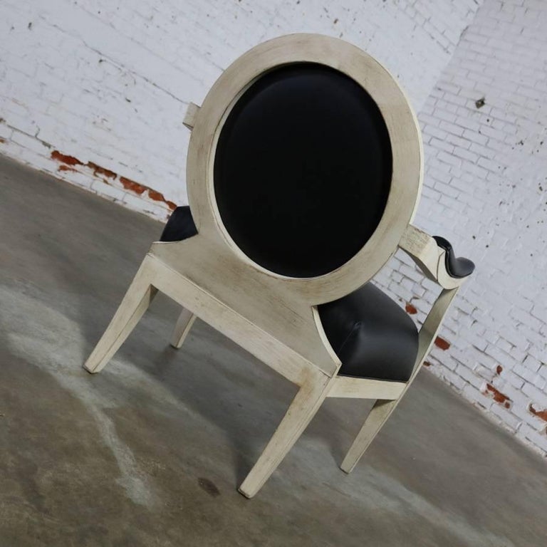 Black and Antique White Transitional Fauteuil Open-Arm Side or Accent ...