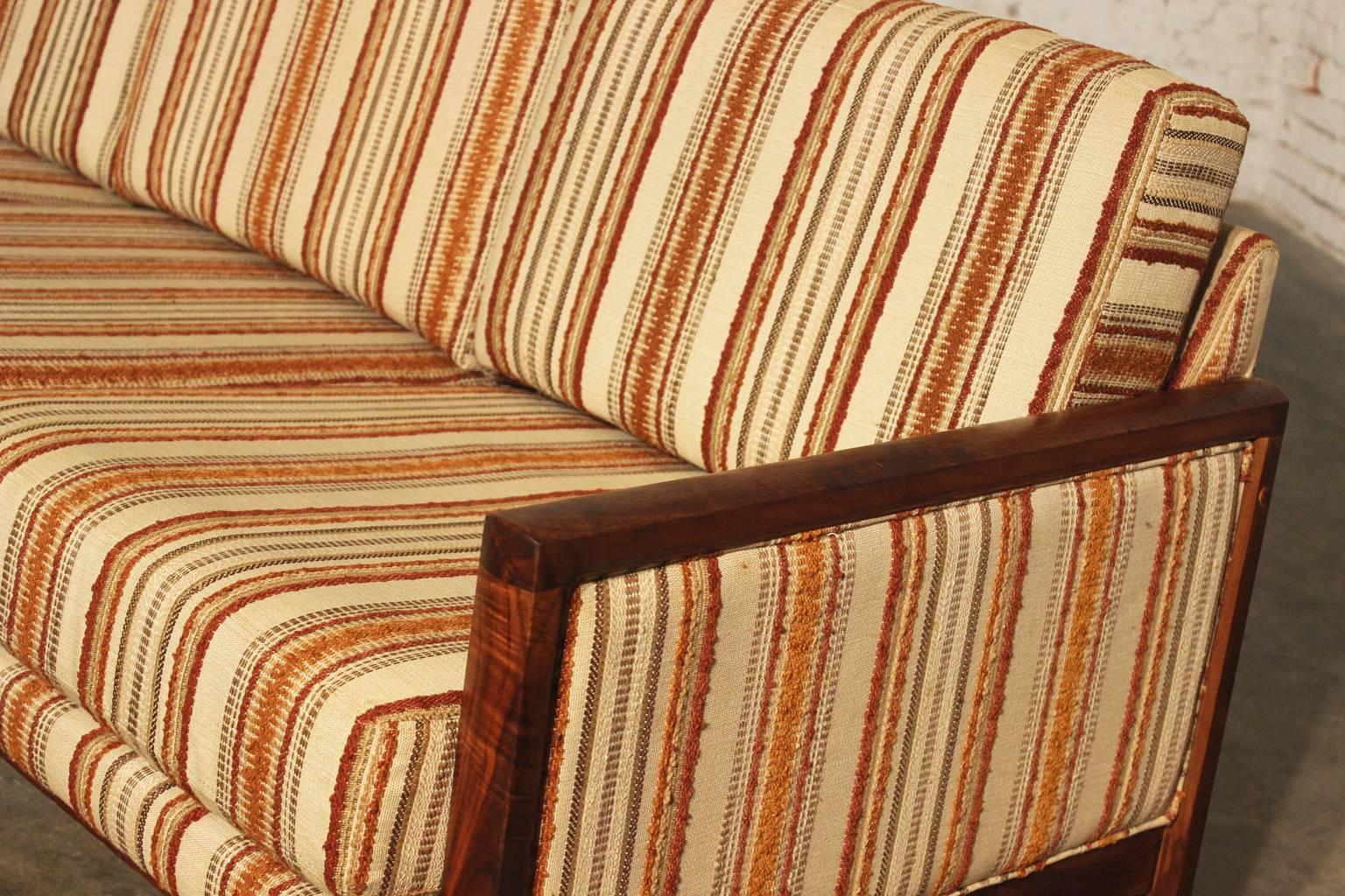 Mid Century Modern Walnut Trimmed Sofa at 1stDibs