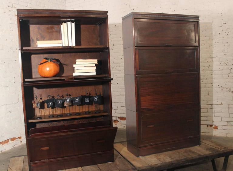 Vintage Federal Style Barrister Stacking Bookcases in Mahogany at 1stDibs