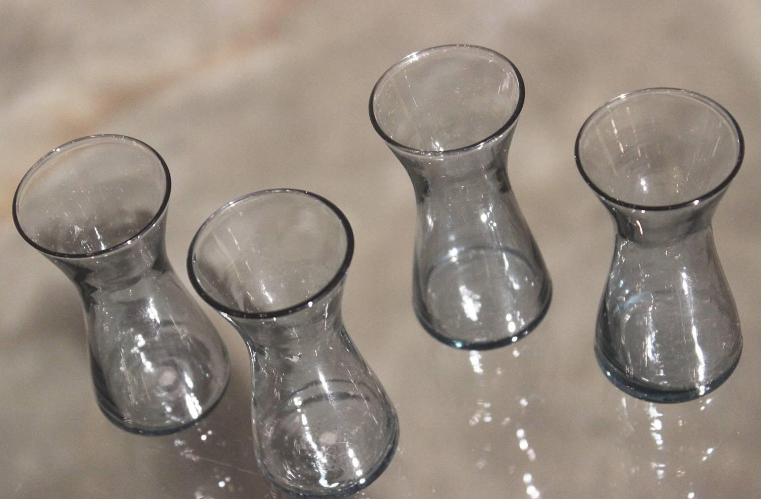 Mid-Century Modern Scandinavian Glass Smoke Grey Pitcher and Cordials ...