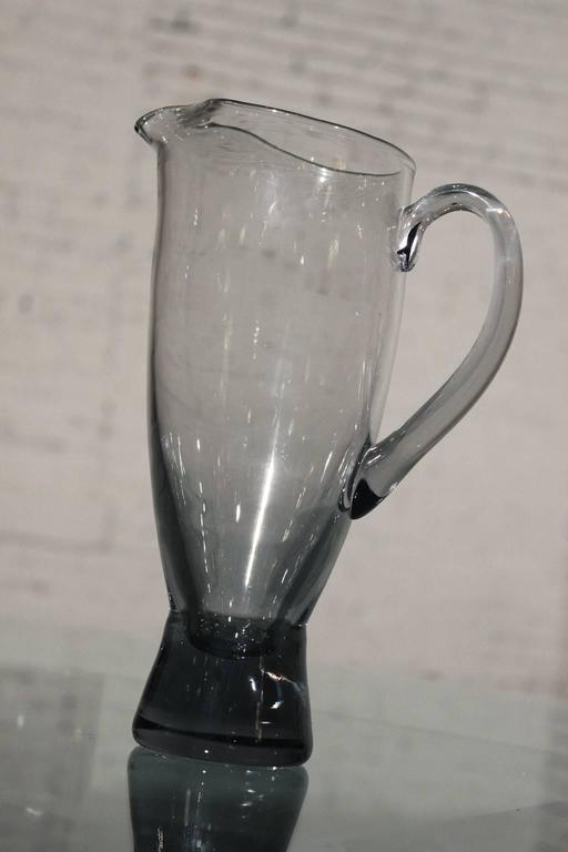 Mid-Century Modern Scandinavian Glass Smoke Grey Pitcher and Cordials ...