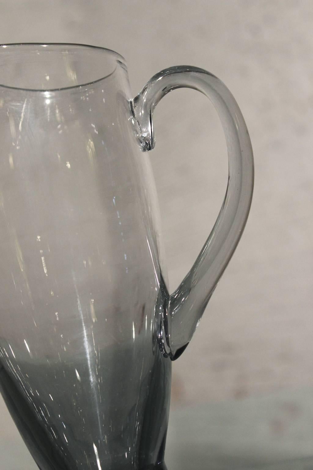 Mid-Century Modern Scandinavian Glass Smoke Grey Pitcher and Cordials ...