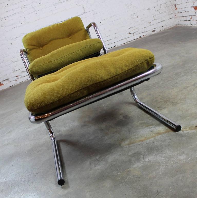 Postmodern Chrome Tube Baughman Style Sling Lounge Chair and Ottoman at ...
