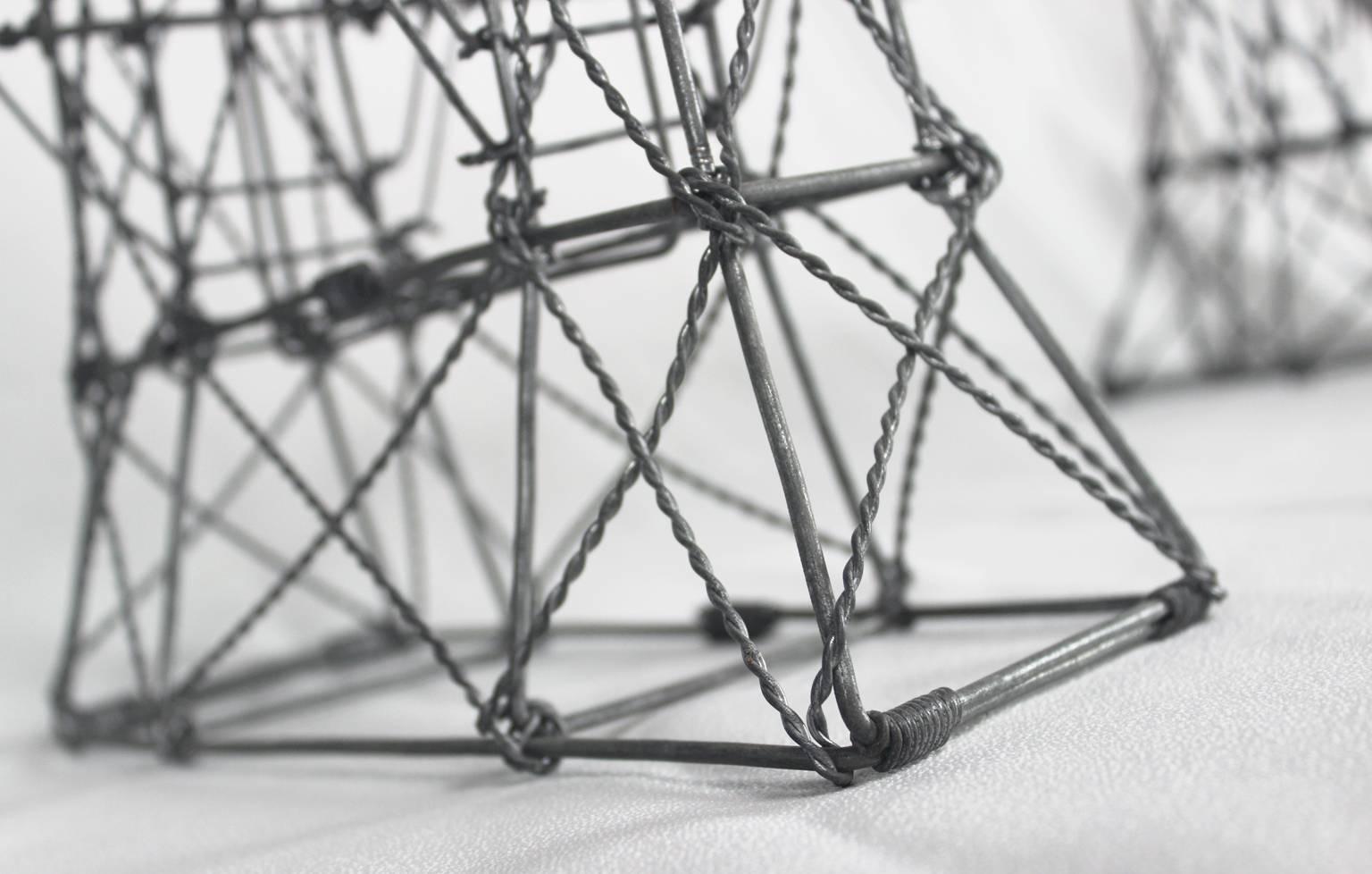 Vintage Folk Art Wire Suspension Bridge Model Sculpture at 1stDibs