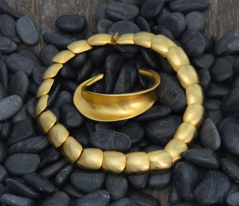 Vintage Clara Studio Inc Brushed Gold-Tone Necklace and Bracelet at ...