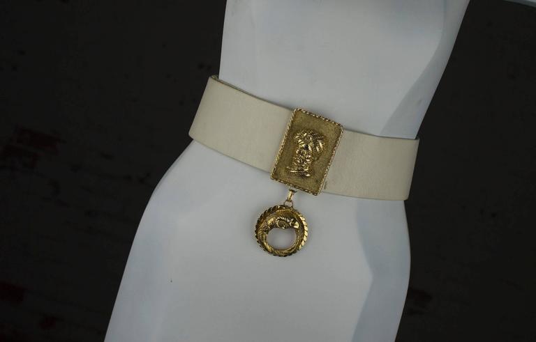 Christian Dior Leather Belt with Gold-Tone Sultan in Turban and Rams ...