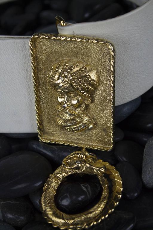 Christian Dior Leather Belt with Gold-Tone Sultan in Turban and Rams ...
