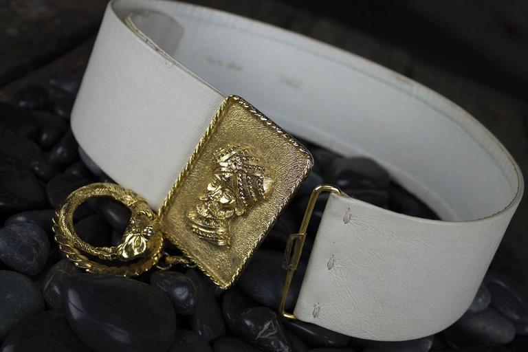 Christian Dior Leather Belt with Gold-Tone Sultan in Turban and Rams ...