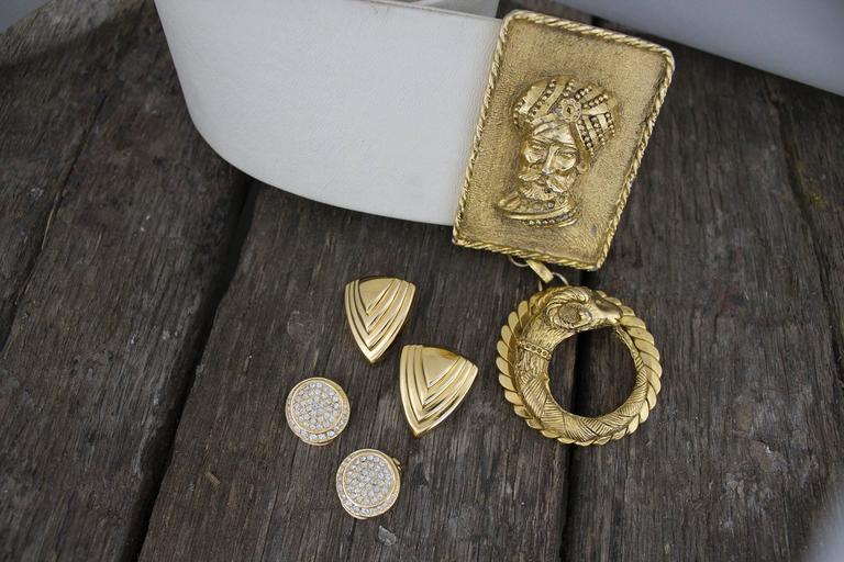 Christian Dior Leather Belt with Gold-Tone Sultan in Turban and Rams ...