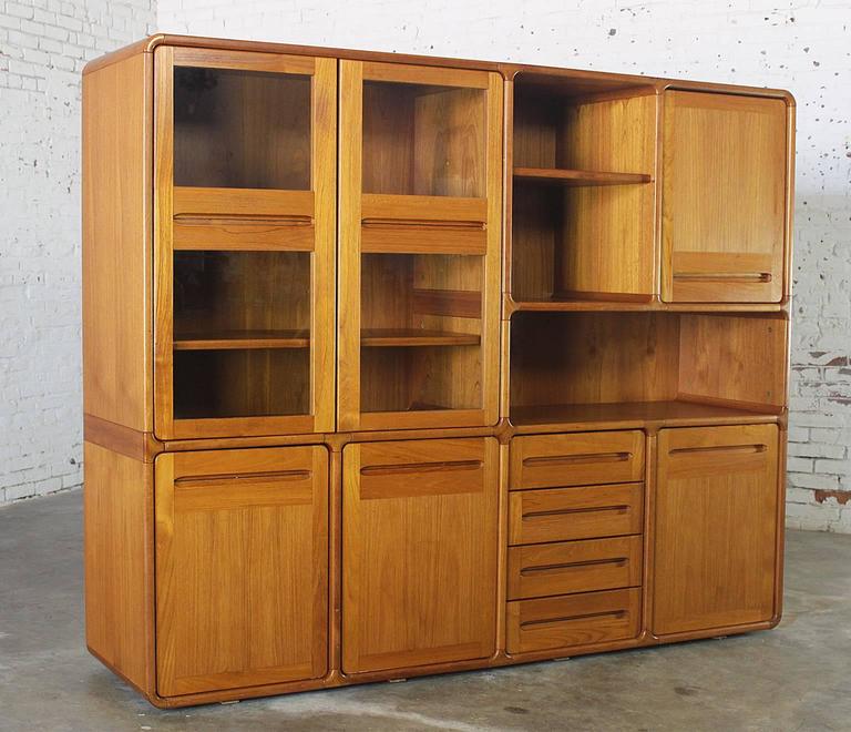 Vintage Teak Scandinavian Modern Dyrlund-Style Wall Unit Bookcase ...