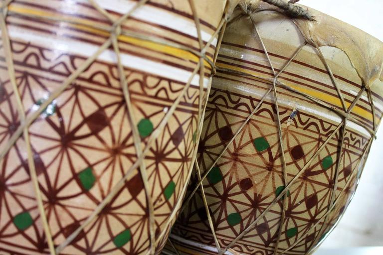 Vintage Set of Two Moroccan Double Ceramic Bongo-Style Tbilat Drums at ...