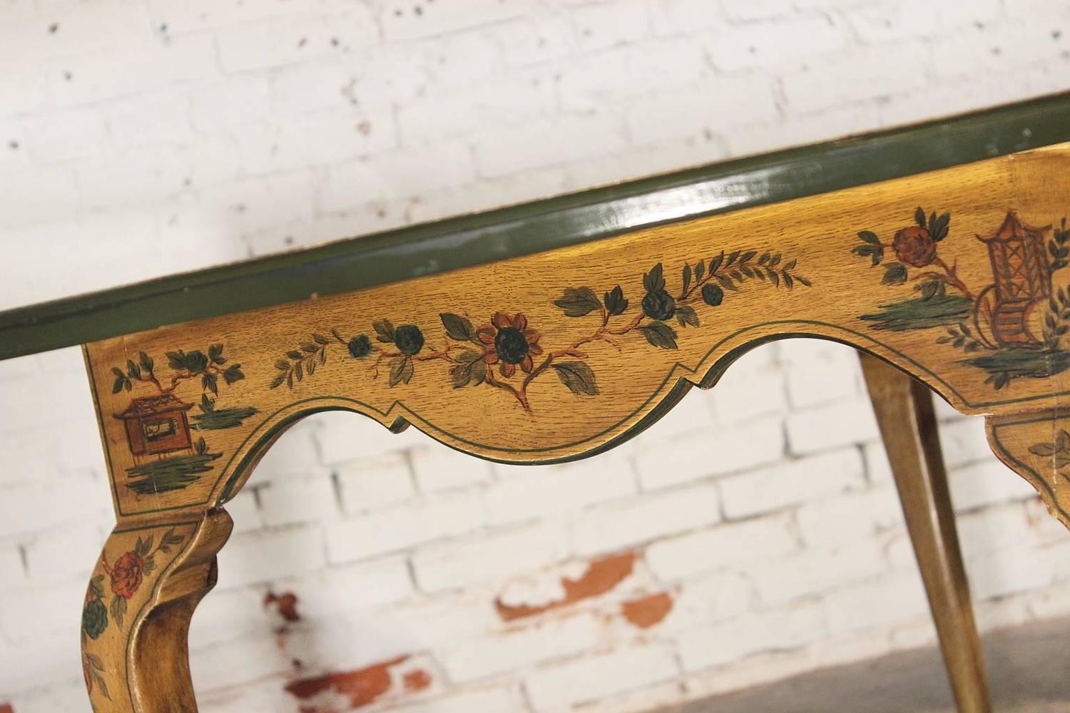 Antique Chinoiserie Hand-Painted Oval Dining Table with Cabriole Legs ...