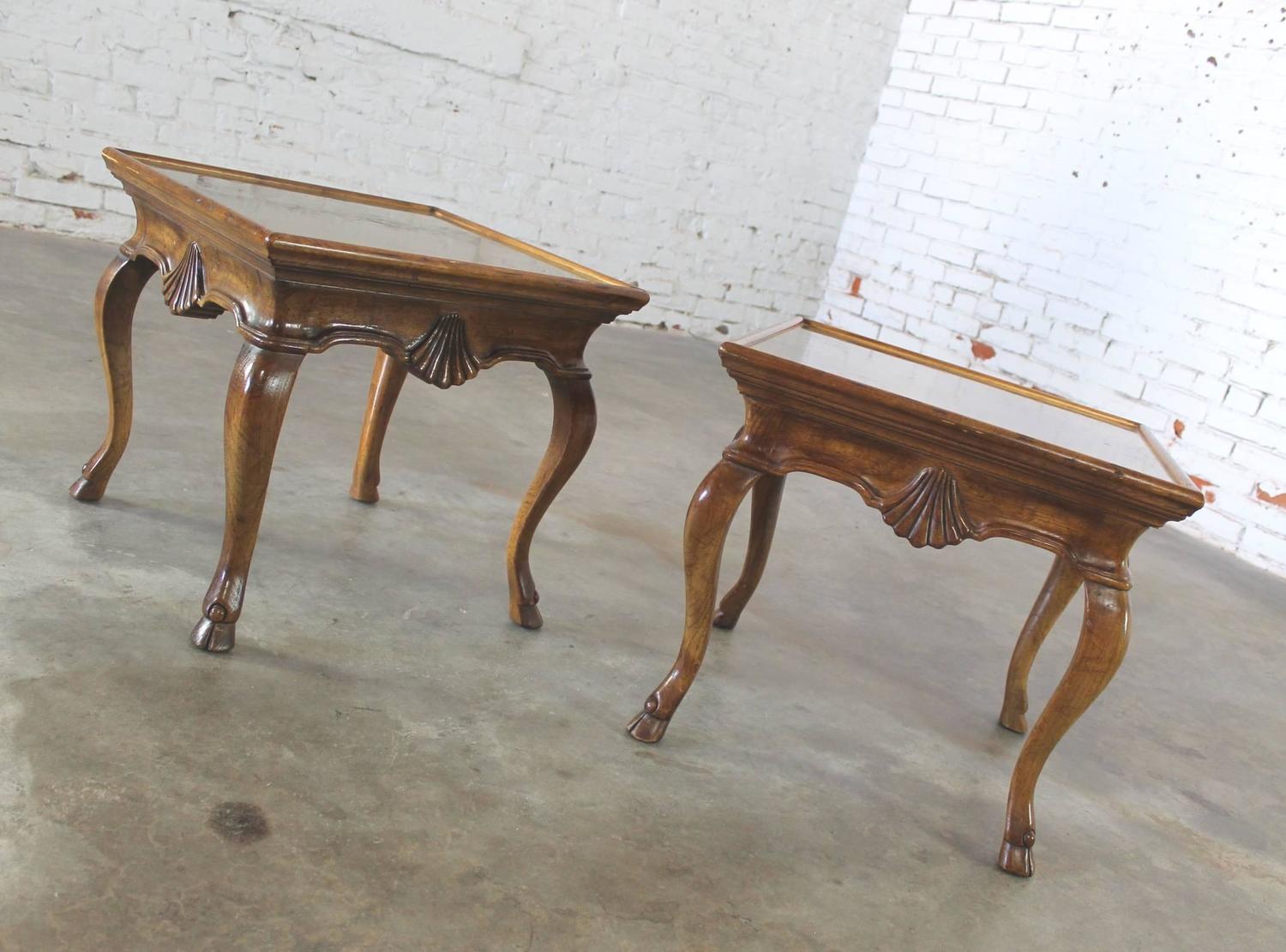 Vintage Pair of Brittiany for Heritage Hooved Side Tables with Brass ...