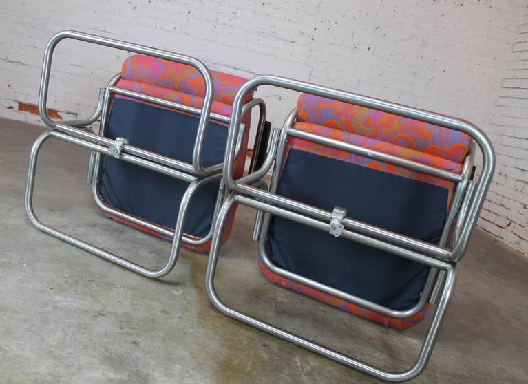 Vintage Mid-Century Modern Pullman Train Car Folding Lounge Chairs a ...