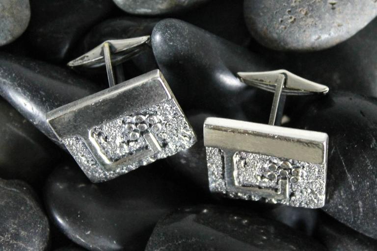 Vintage Guy Gilles Vidal Brutalist Cufflinks in Silver Plated Pewter at 1stDibs | guy-gilles ...