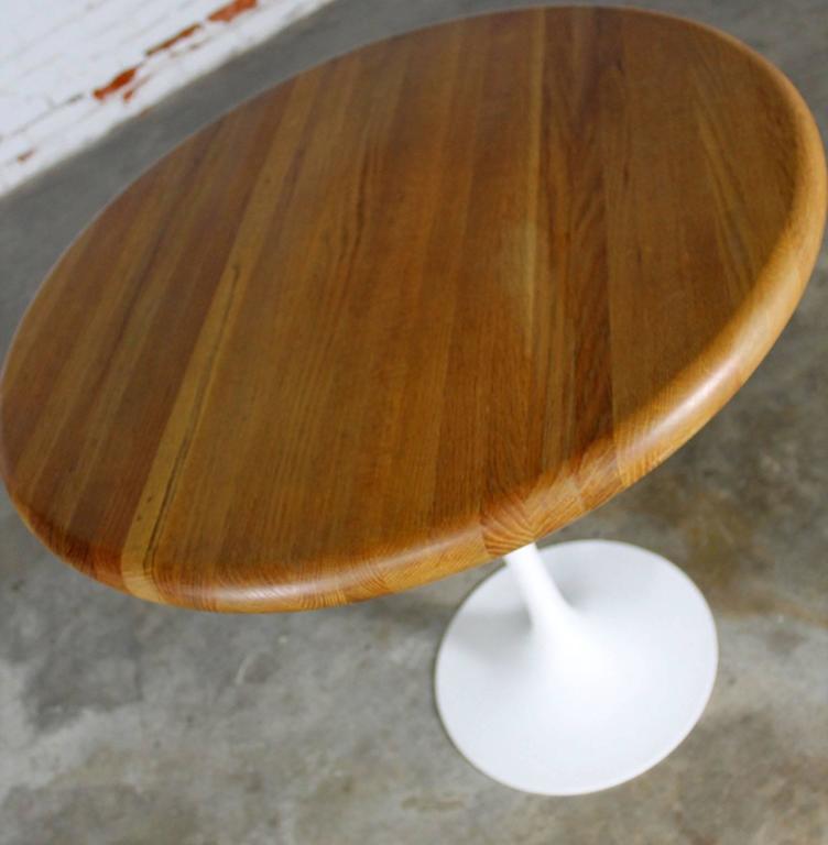 Vintage Mid-Century Modern Saarinen Style White Tulip Base Oak Top ...