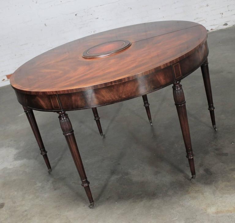 Federal Style Mahogany and Leather Flip Top Demilune or Game Table by ...