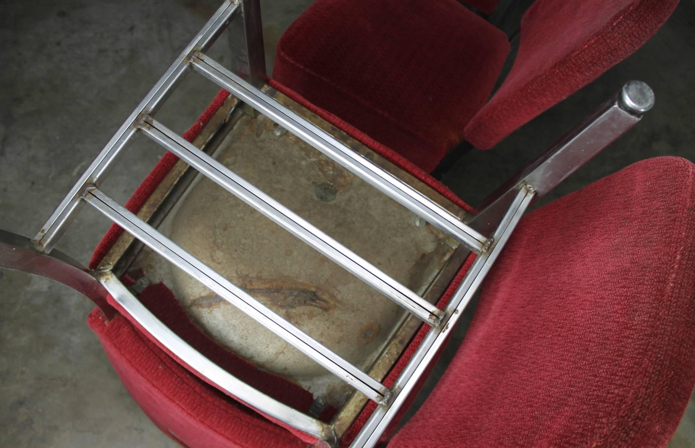 Six Art Moderne Streamline Stainless Steel Railroad Dining Chairs by ...