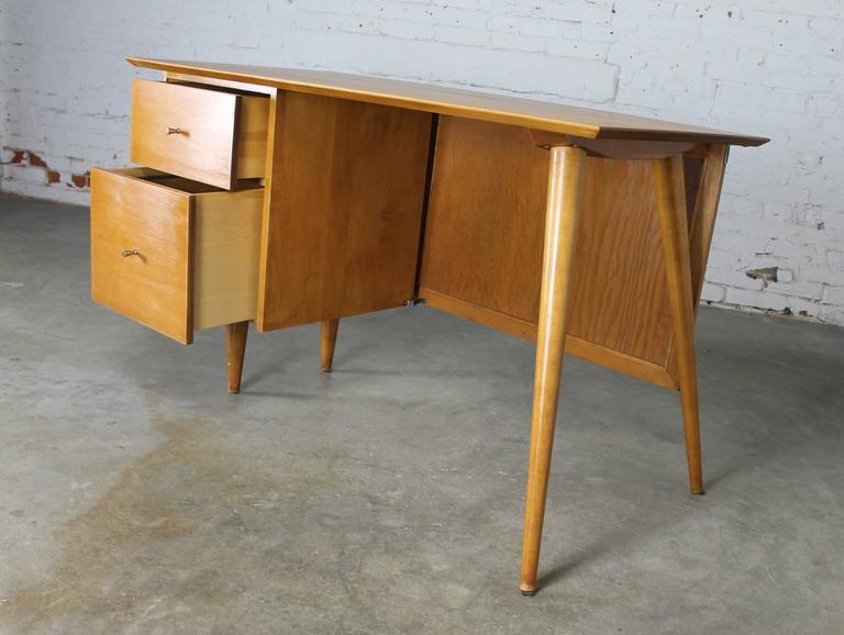 Paul McCobb Planner Group Desk with Cane Modesty Panel, Mid-Century ...