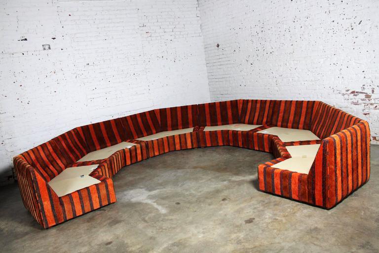 Curved Six-Piece Milo Baughman Style Sectional Sofa by Bernhardt Flair ...