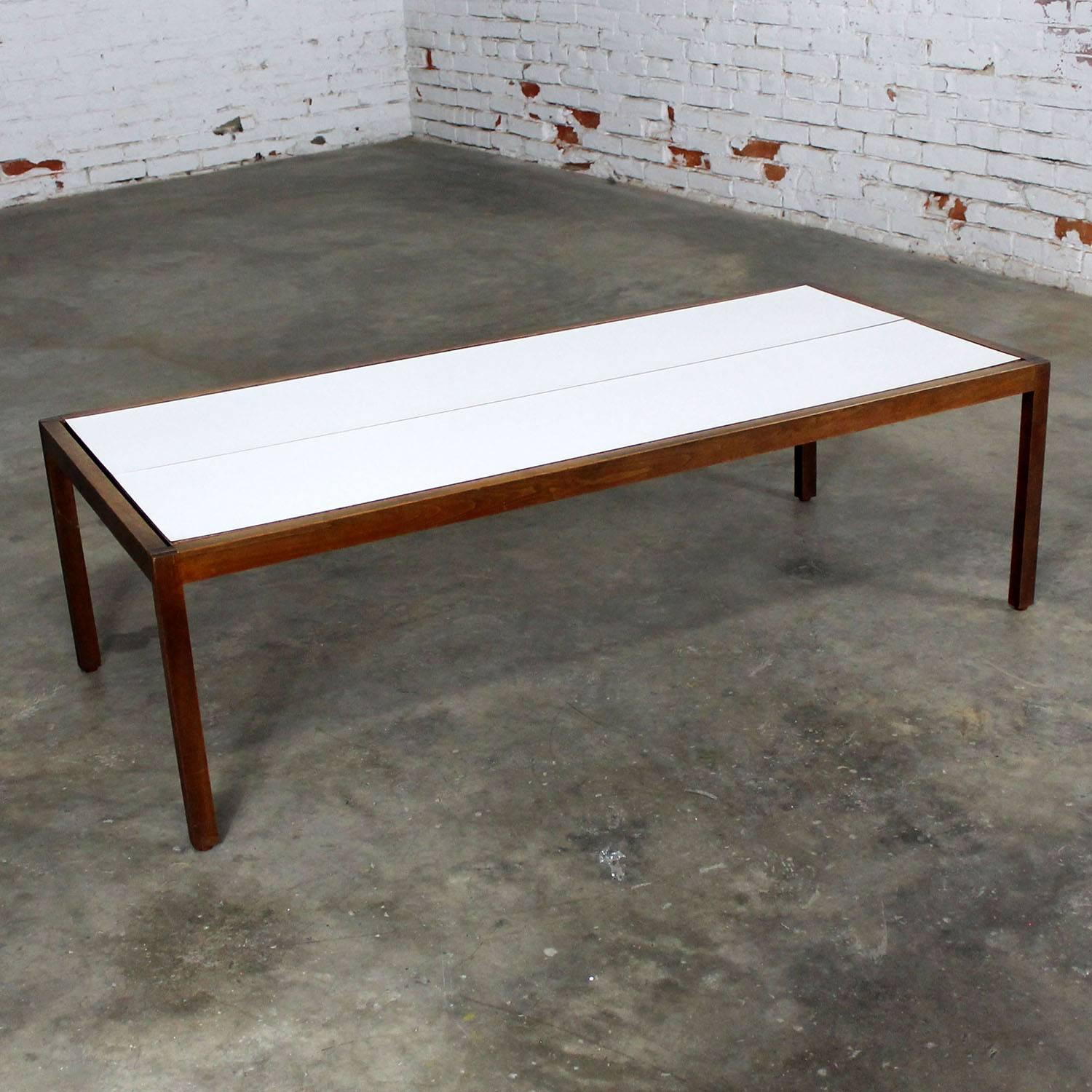 Knoll Walnut and White Laminate Lewis Butler Coffee Table, Mid-Century ...