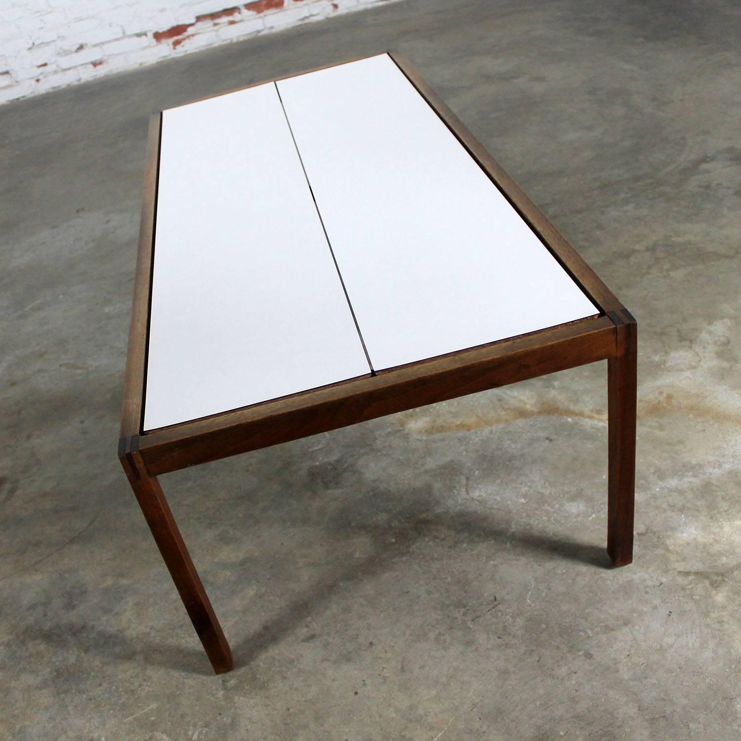 Knoll Walnut and White Laminate Lewis Butler Coffee Table, Mid-Century ...