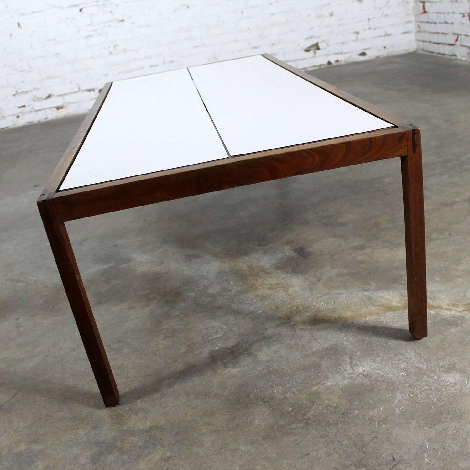 Knoll Walnut and White Laminate Lewis Butler Coffee Table, Mid-Century ...