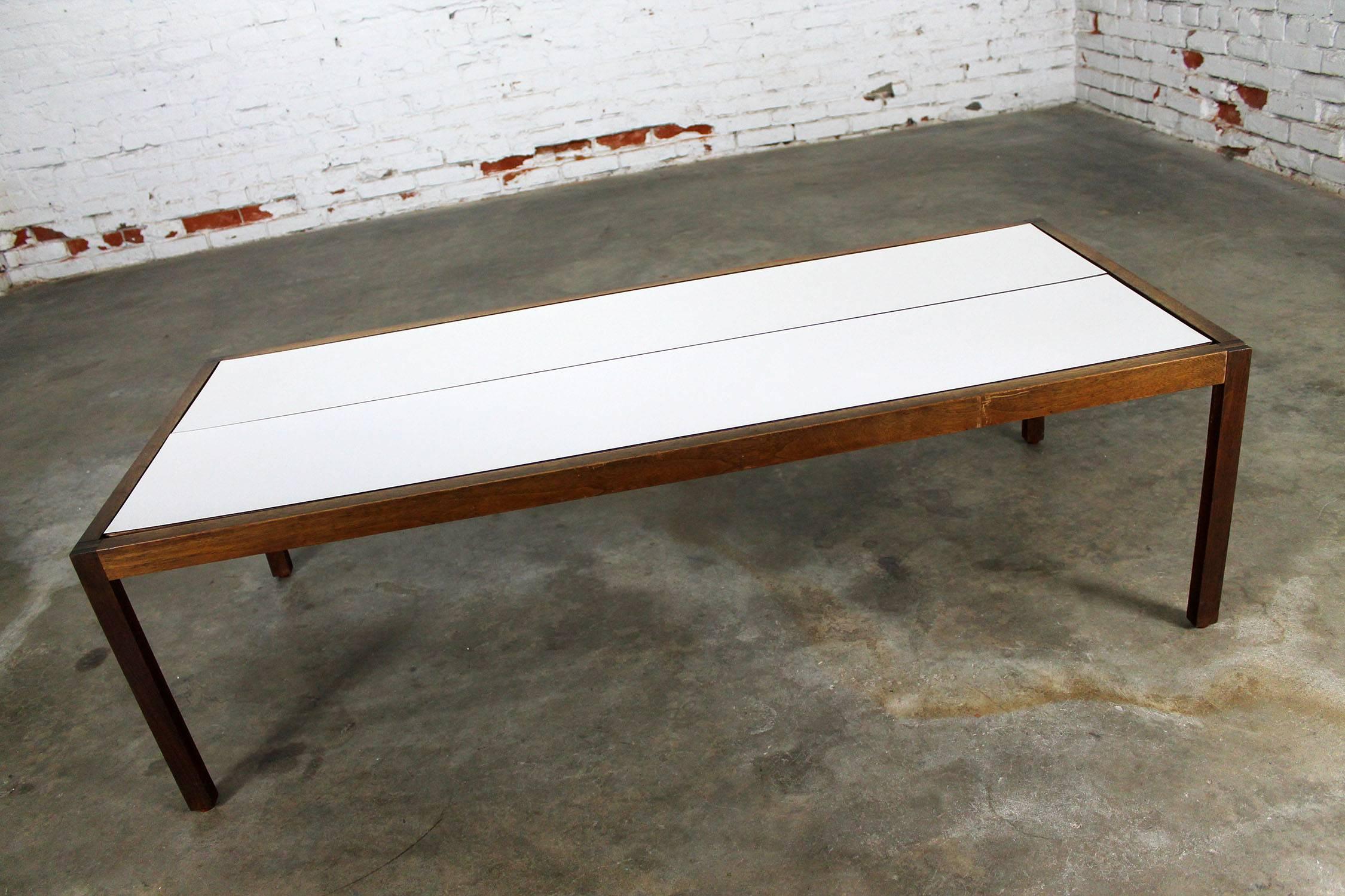 Knoll Walnut and White Laminate Lewis Butler Coffee Table, Mid-Century ...