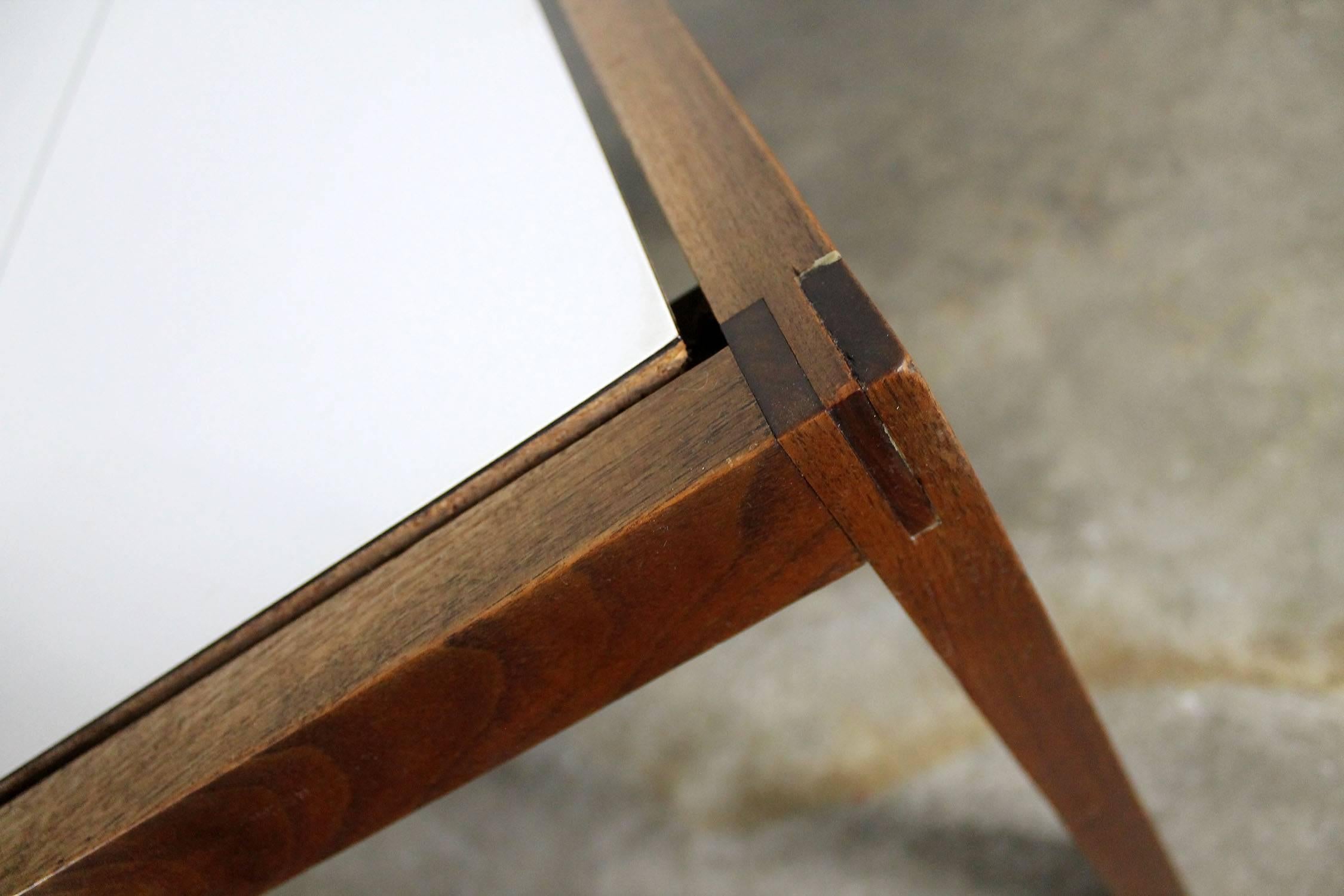 Knoll Walnut and White Laminate Lewis Butler Coffee Table, Mid-Century ...