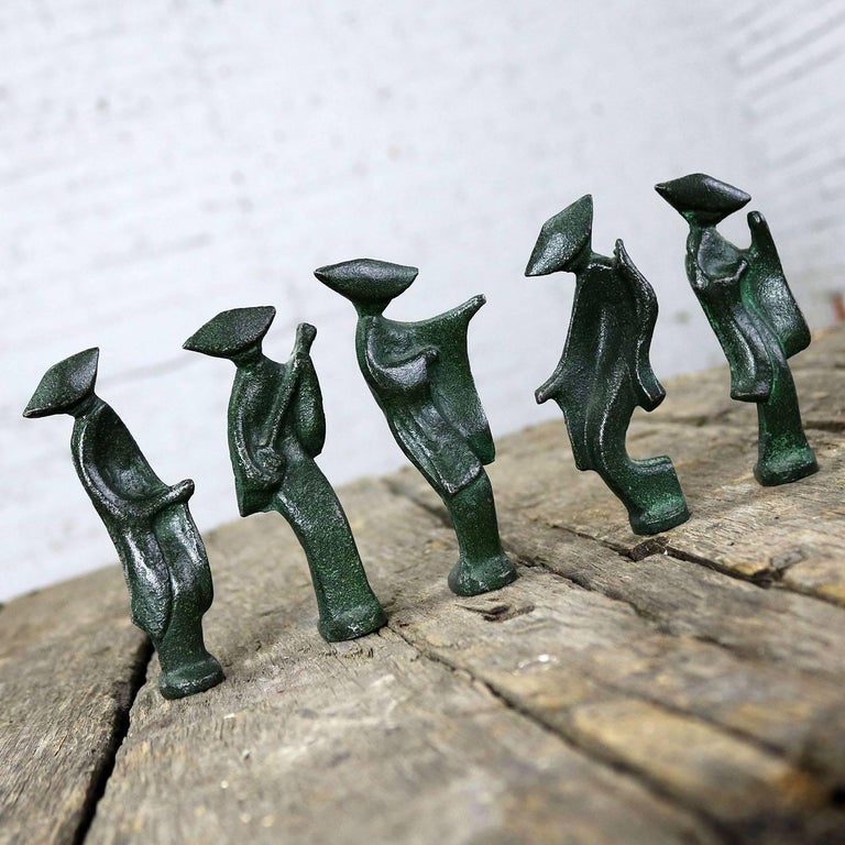 Patinated Cast Iron Geisha Figures Set of Five at 1stDibs